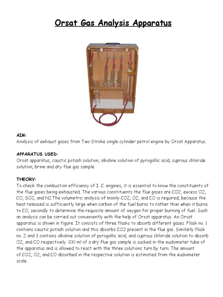 Orsat Gas Analysis Apparatus | Carbon Dioxide | Gases