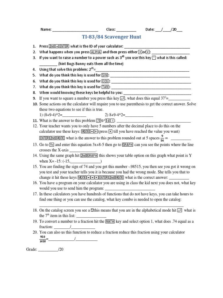 Scavenger Hunt | PDF | Trigonometric Functions | Mathematical Analysis