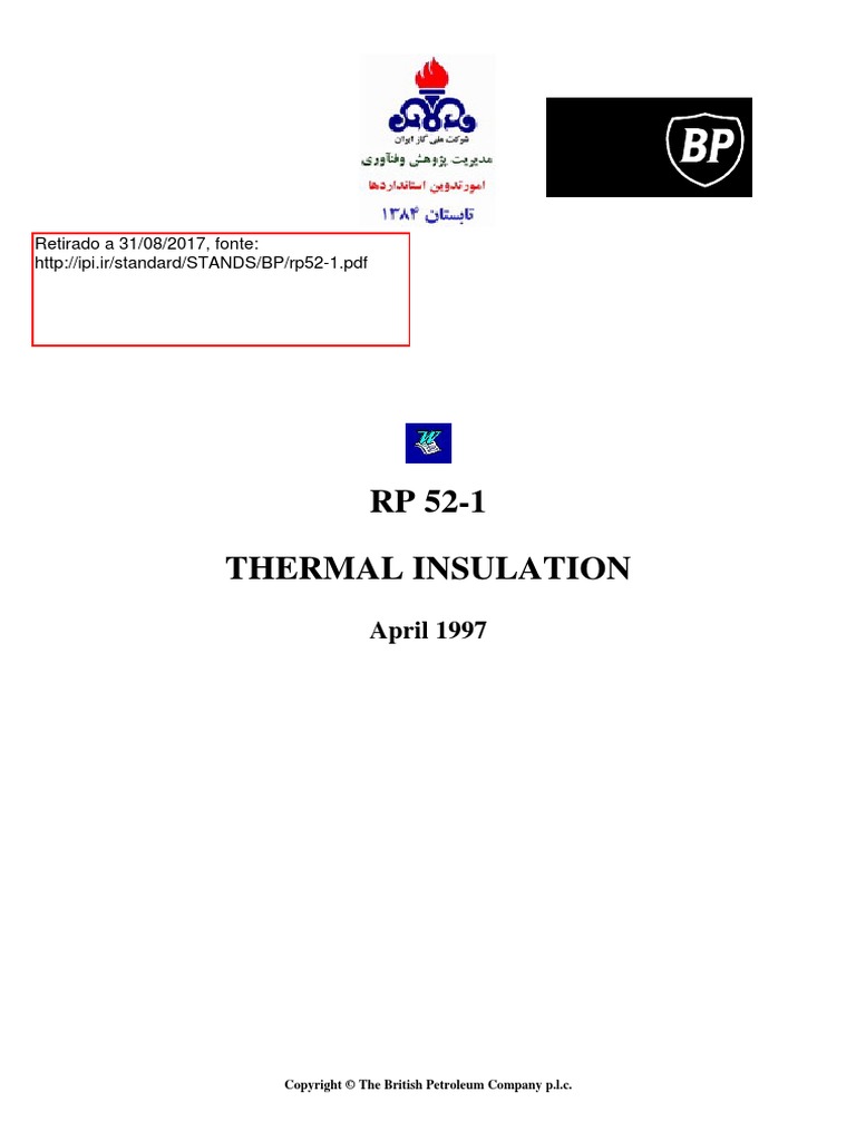 BP Thermal Insulation - Rp52-1 | PDF | Thermal Insulation | Galvanization