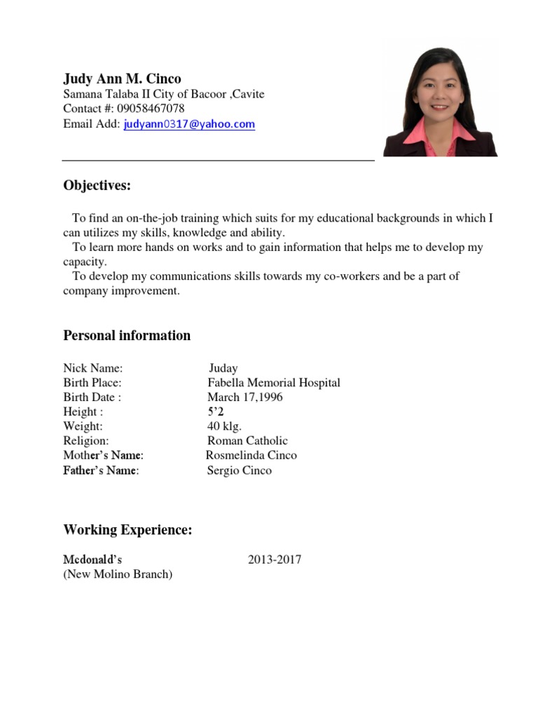 Judy Ann Resume | PDF