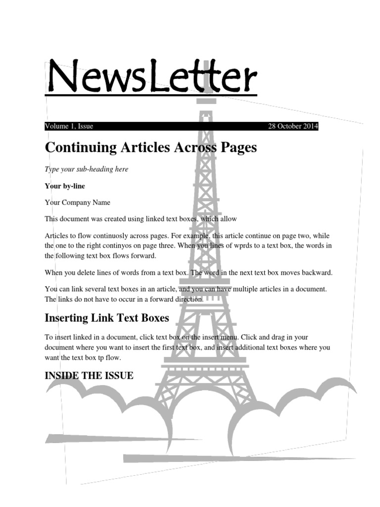 Newsletter: Continuing Articles Across Pages | PDF