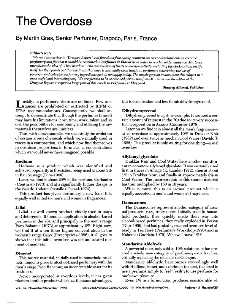 The Overdose Martin Gras Dragoco | PDF | Perfumery | Perfume