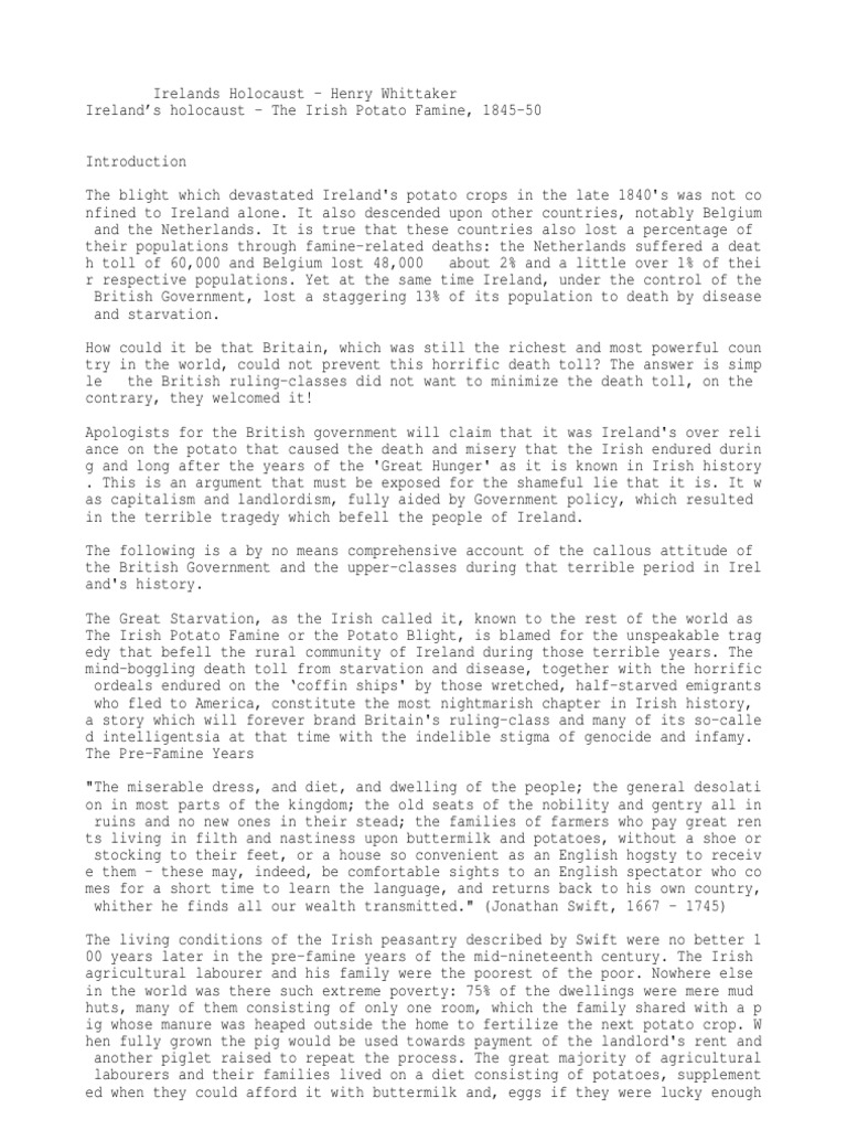 Irish Holocaust - Henry Whittaker | Download Free PDF | Great Famine ...