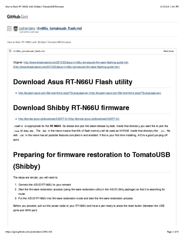 Flash RT-N66U with TomatoUSB | PDF | Flash Memory | Router (Computing)