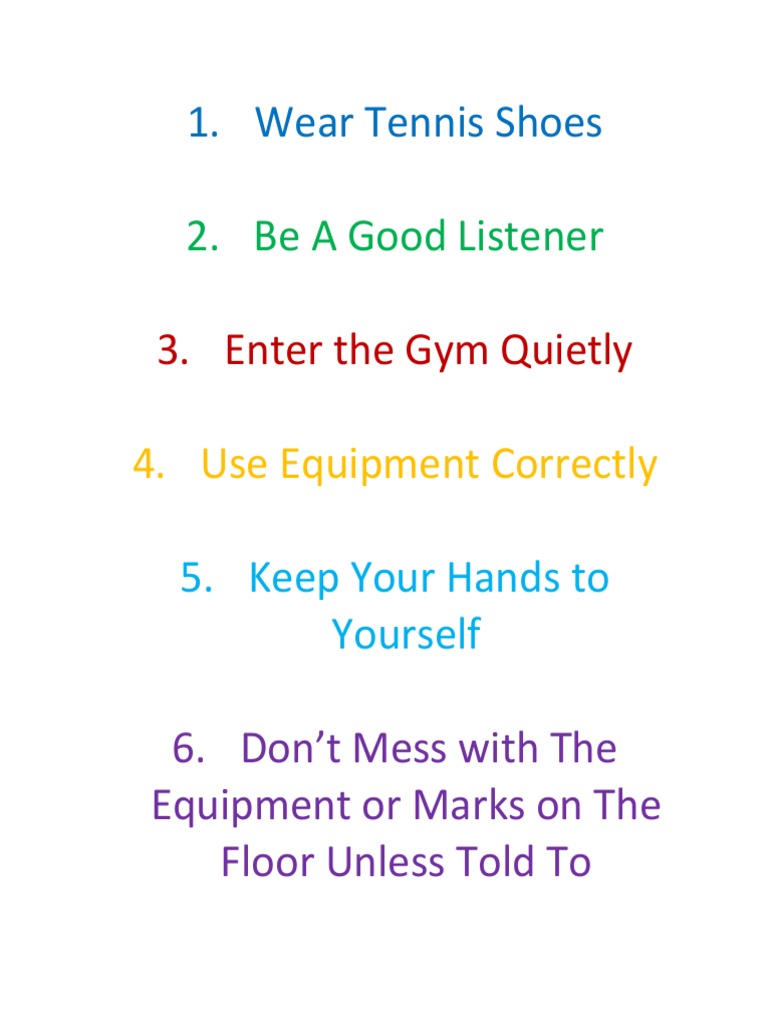 Elementary PE Classroom Rules | PDF | Wellness