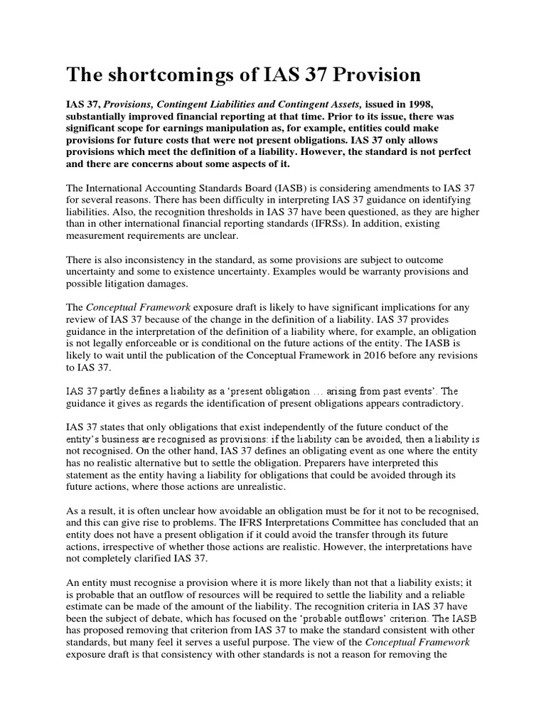 The Shortcomings of IAS 37 Provision | International Financial ...