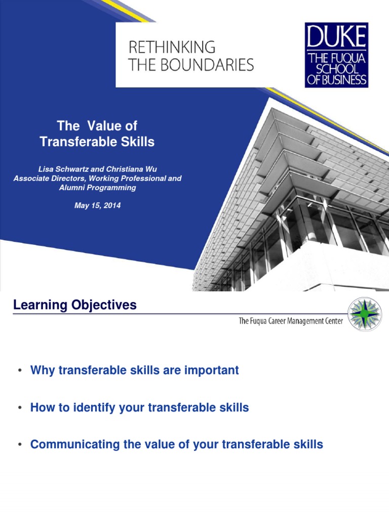 Transferable Skills: Communicating Your Value | PDF | Leadership ...