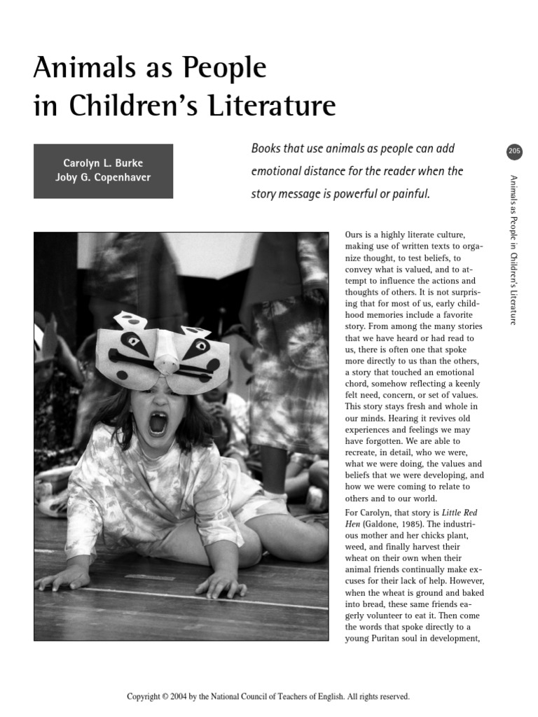 Animals As People In Children Literature Pdf Anthropomorphism