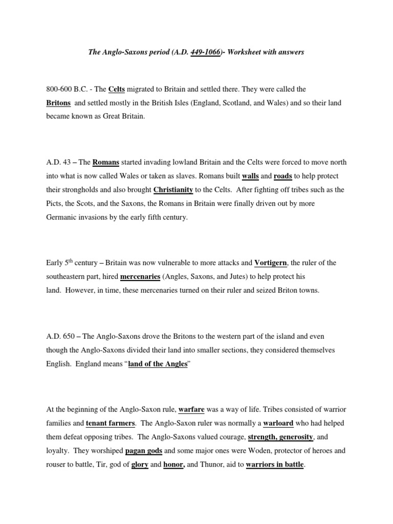 Anglo-Saxon Guided Notes | PDF | Anglo Saxons | Danelaw