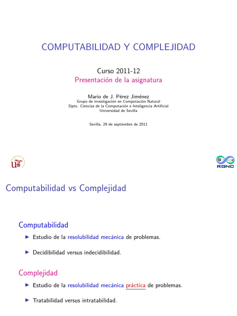 Computabilidad y Complejidad 2011-12 | PDF | Teoría de la complejidad computacional | Ingeniería ...