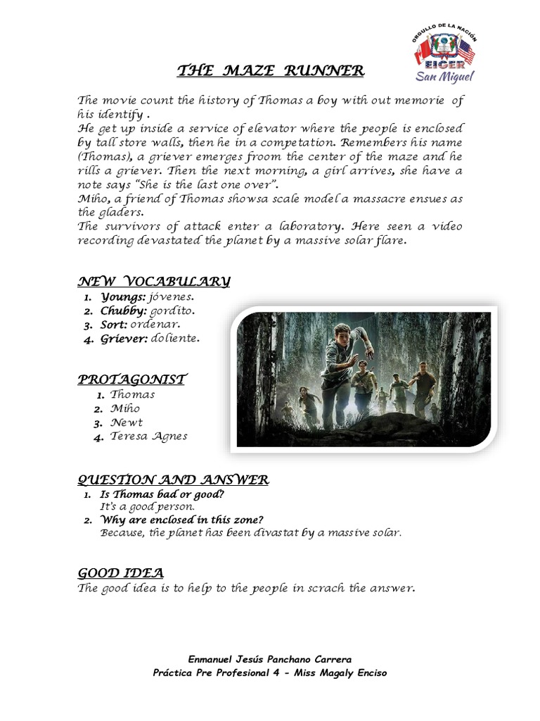 The Maze Runner: Key Insights and Vocabulary | PDF