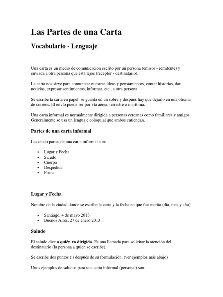 Partes de Una Carta | PDF | Comunicación