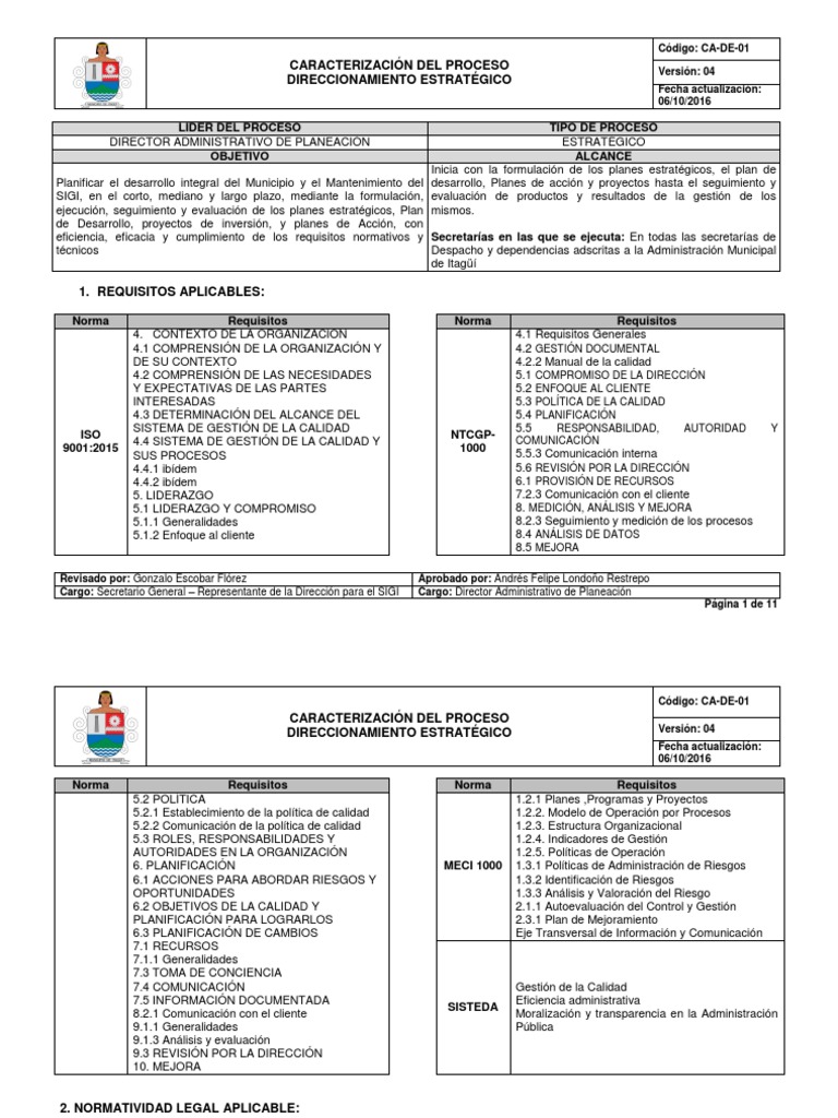 Caracterizacion Direccionamiento Estrategico | PDF | Planificación ... Caracterizacion Direccionamiento Estrategico | PDF | Planificación ...