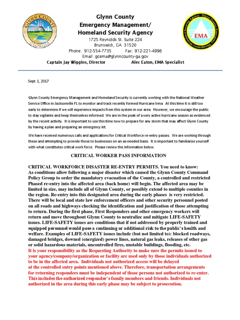 Critical Worker Info Notice | PDF | Emergency Evacuation | Emergency ...