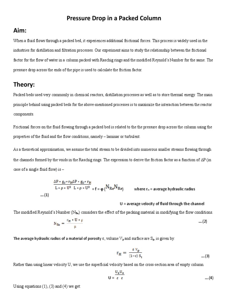 Pressure Drop in a Packed Column | Fluid Dynamics | Turbulence