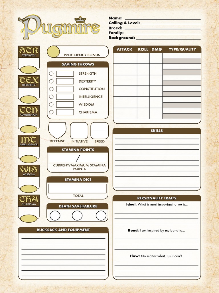 RPG Character Sheet Template | PDF