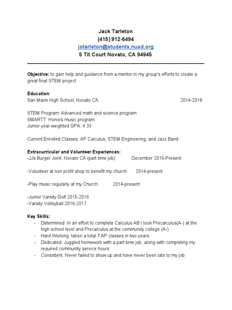 John Tarleton - Resume Draft | PDF