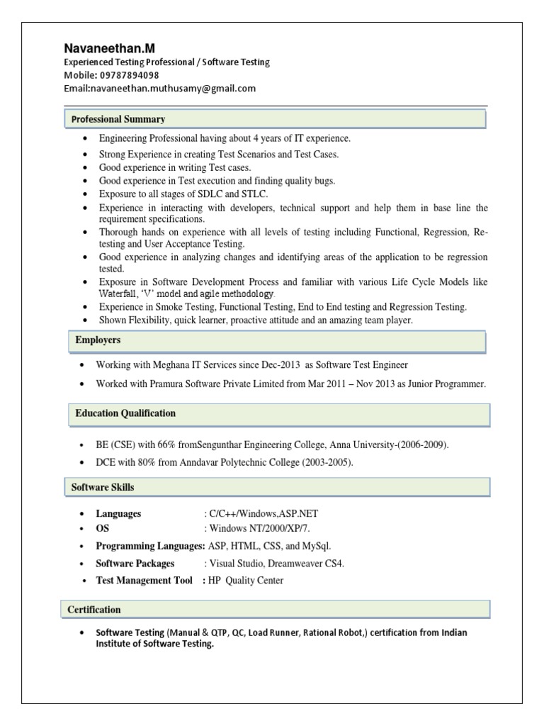 Navaneethan.M: Mobile: 09787894098 | PDF | Software Testing | Software