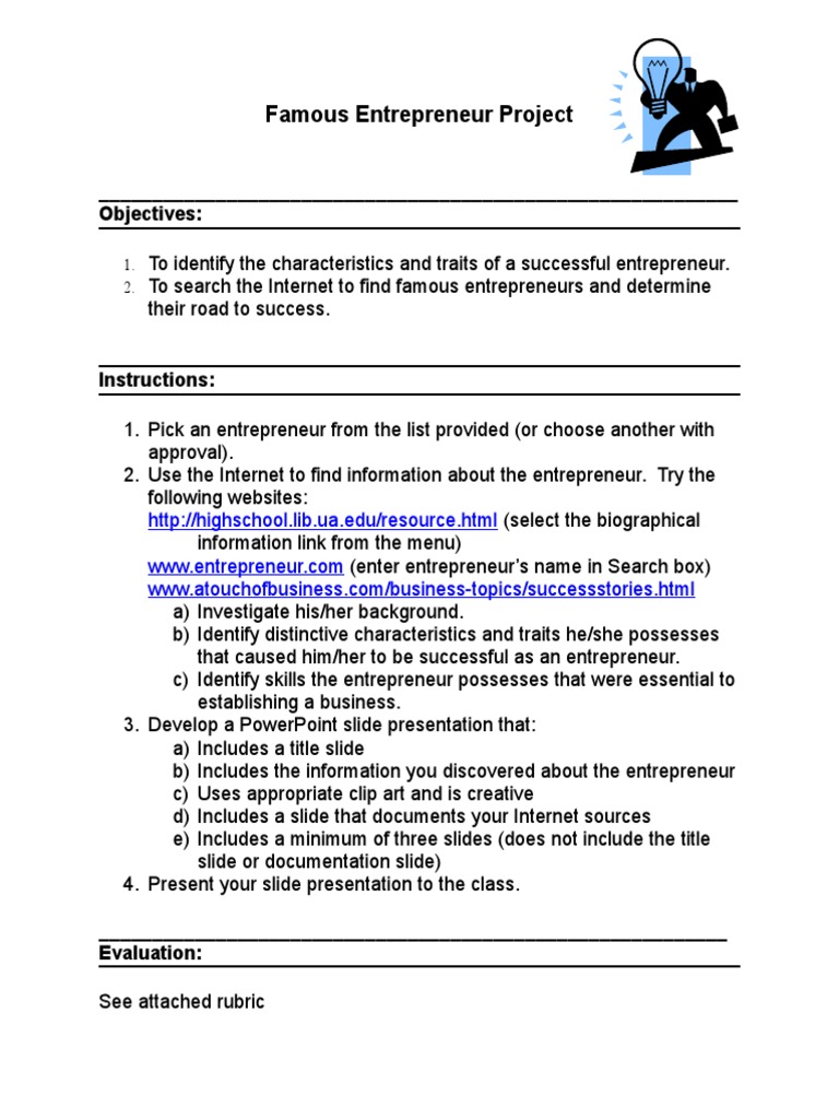 Famous Entrepreneur Research Project | PDF