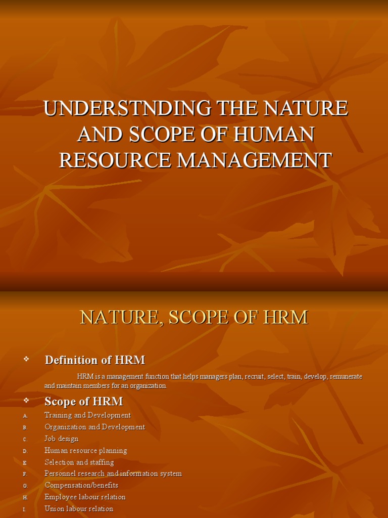 Understnding The Nature and Scope of Human Resource Management | PDF