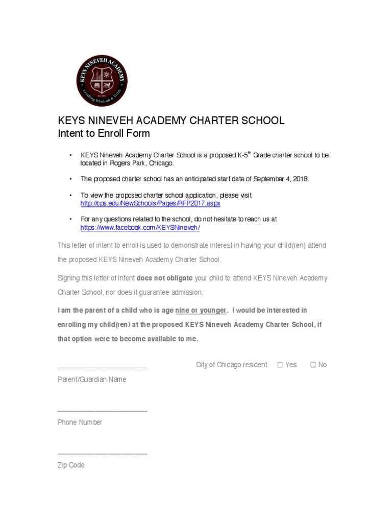 Intent To Enroll Form PDF | PDF