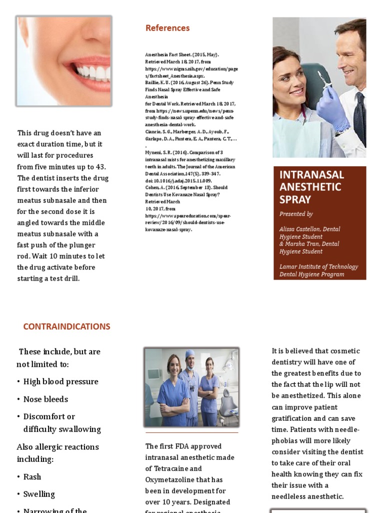 Intranasal Anesthetic Spray | PDF | Dentistry | Anesthesia