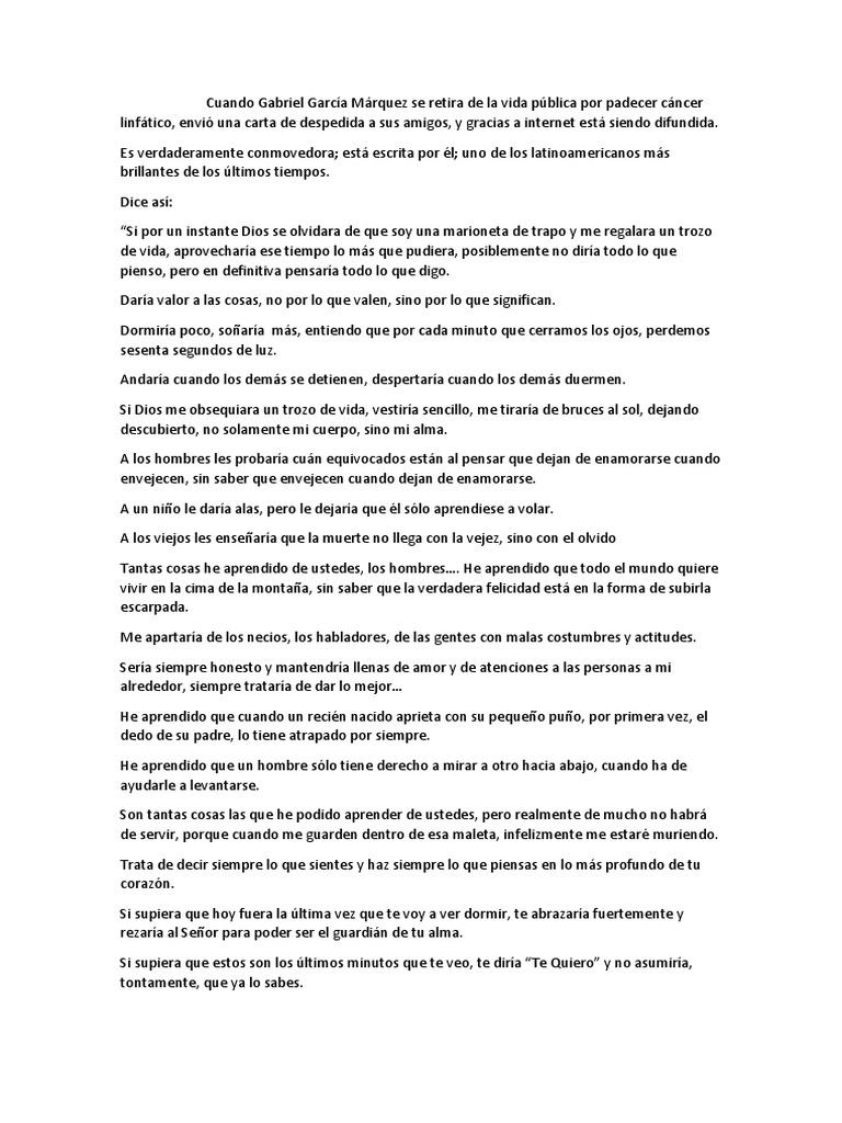 Carta De Despedida 2da Parte Dedicatoria Carta De Despedida De Gabriel
