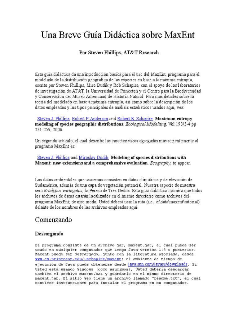 Maxent Español Tutorial | PDF | Archivo de computadora | Informática