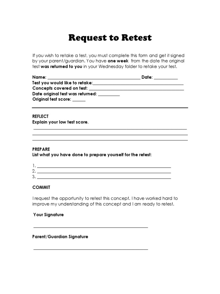 Retest Form | PDF
