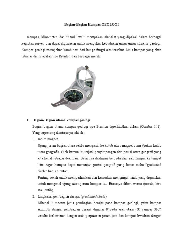 Bagian-Bagian Kompas Geologi Brunton | PDF