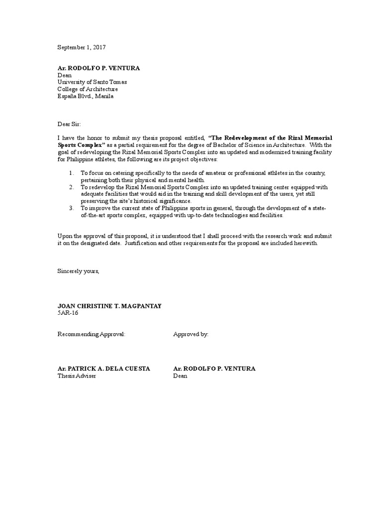 Letter To The Dean 2017-2018 | PDF | Thesis