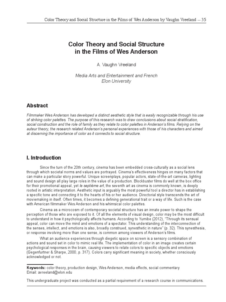 Wes Anderson | PDF | Perception | Color
