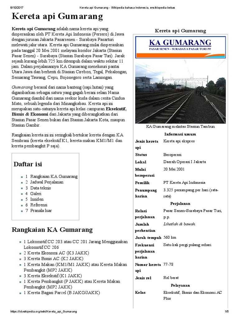Rute dan Jadwal Kereta Gumarang | PDF