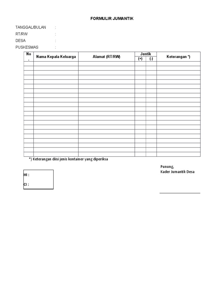 Formulir Jumantik | PDF