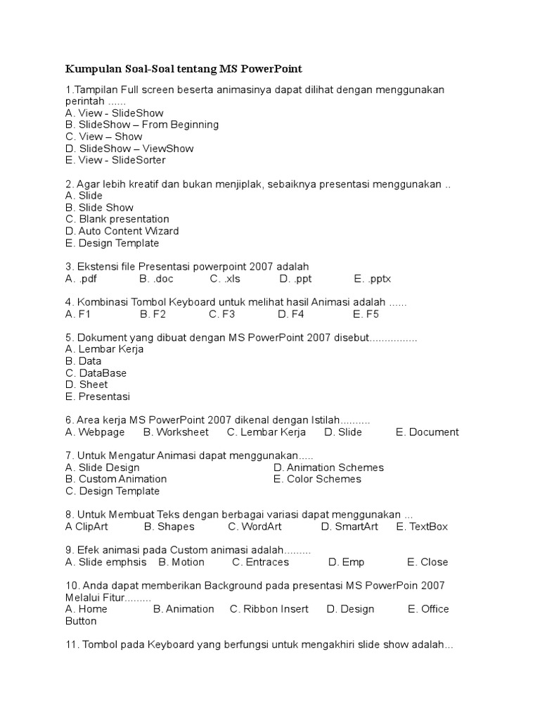 Kumpulan Soal Power Point | PDF