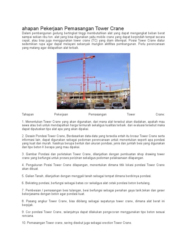 PLANNING FOR INSTALLATION OF A TOWER CRANE | PDF