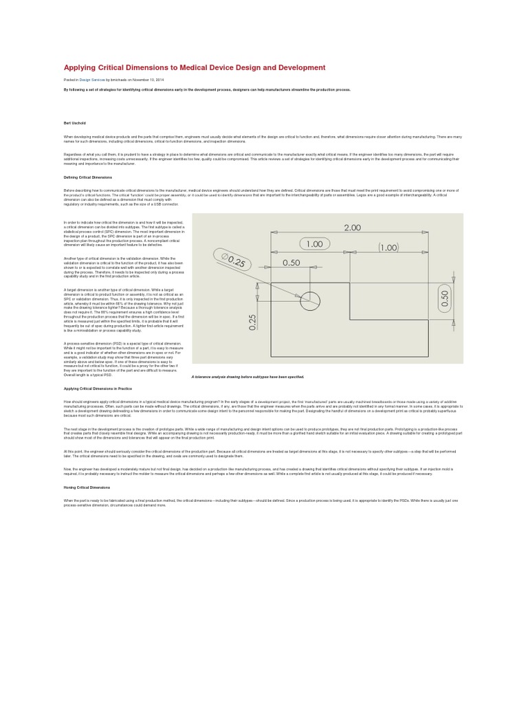 Critical Dimensions Tolerancing | PDF | Engineering Tolerance | Medical ...