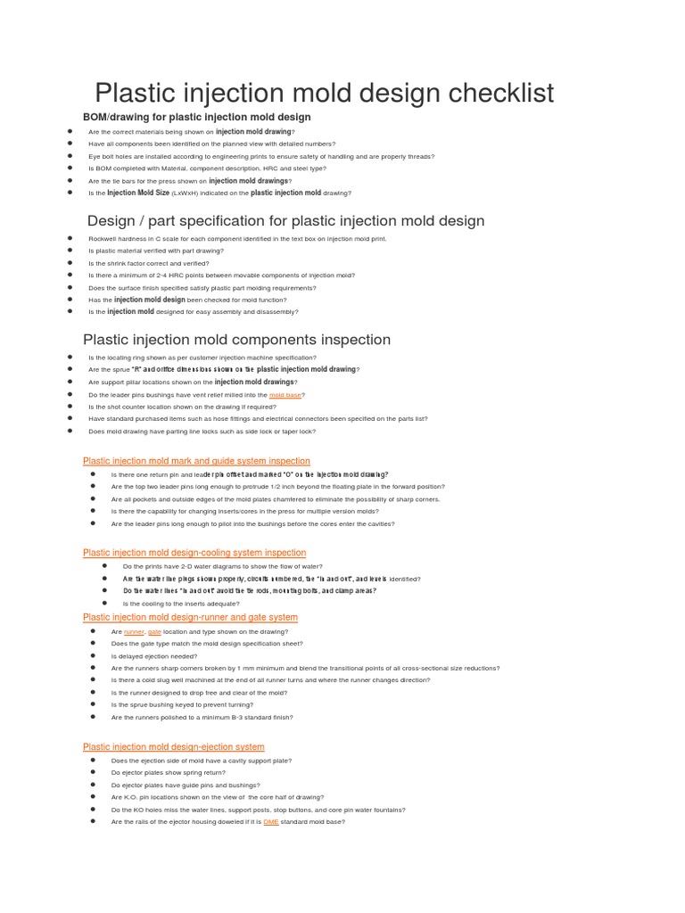 Plastic Injection Mold Design Checklist | Electrical Connector | Industries
