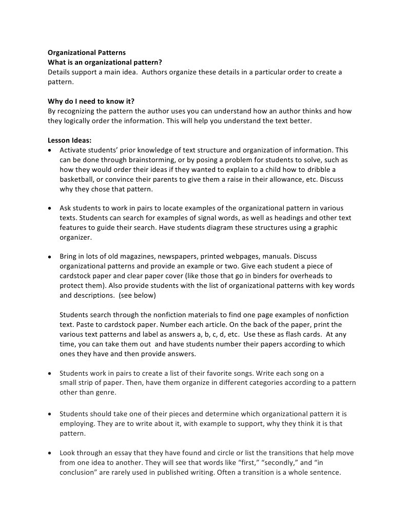 Organizational Patterns and Lesson Ideas | PDF | Business