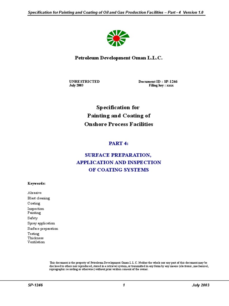 SP 1246part 4 2003 Pdo Painting Spec | PDF | Paint | Epoxy