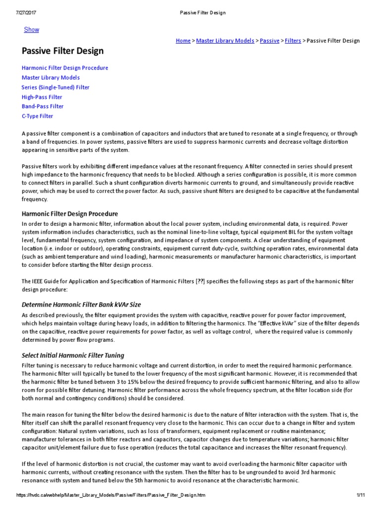 Passive Filter Design PDF | PDF | Electronic Filter | Capacitor