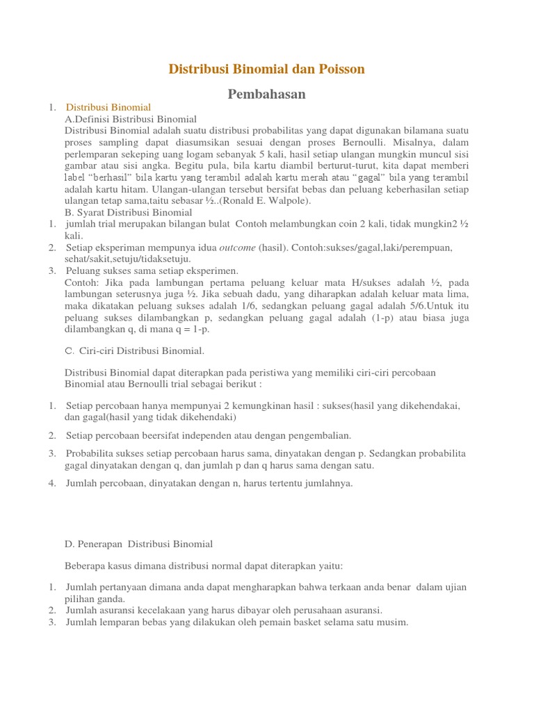Distribusi Binomial Dan Poisson | PDF