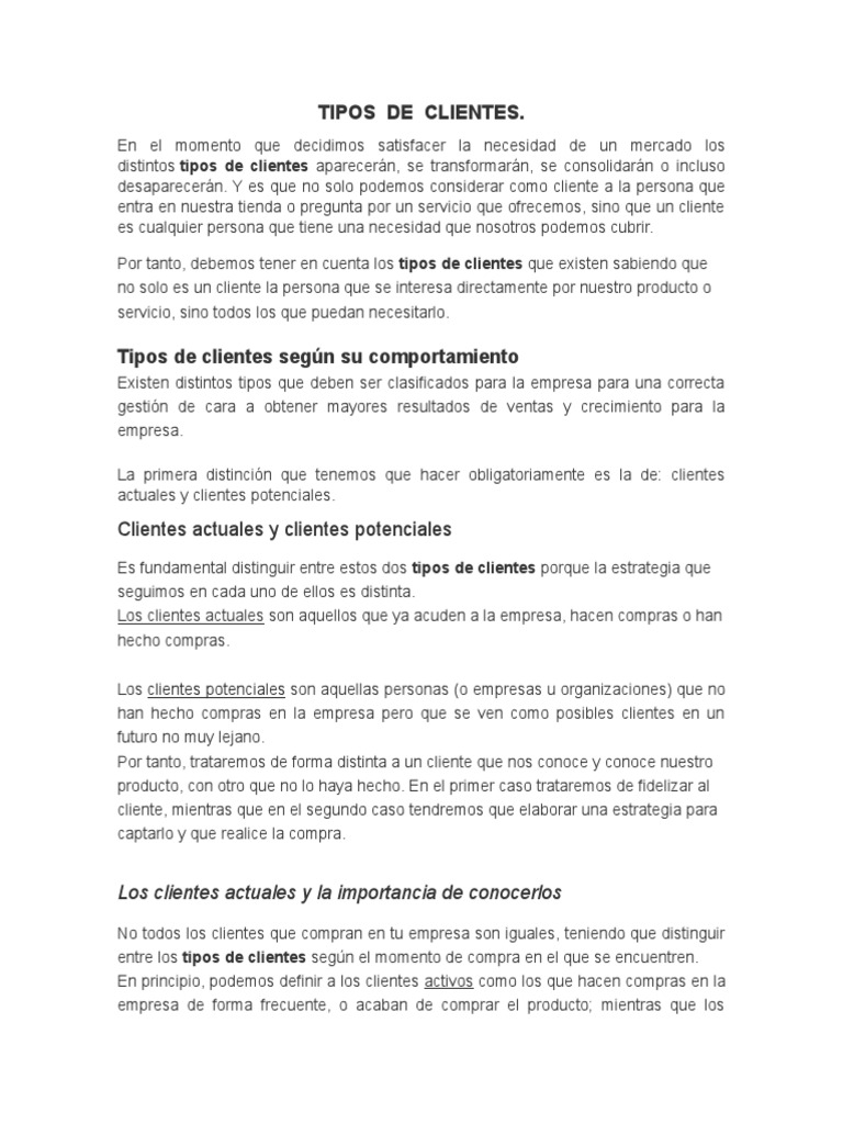 Guía de Tipos de Clientes | PDF | Competencia perfecta | Mercado (economía)