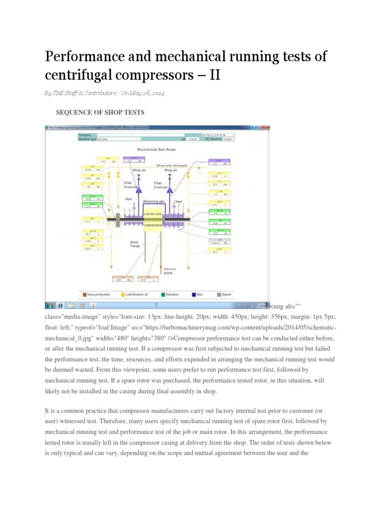 Performance and Mechanical Running Tests of Centrifugal Compressors ...