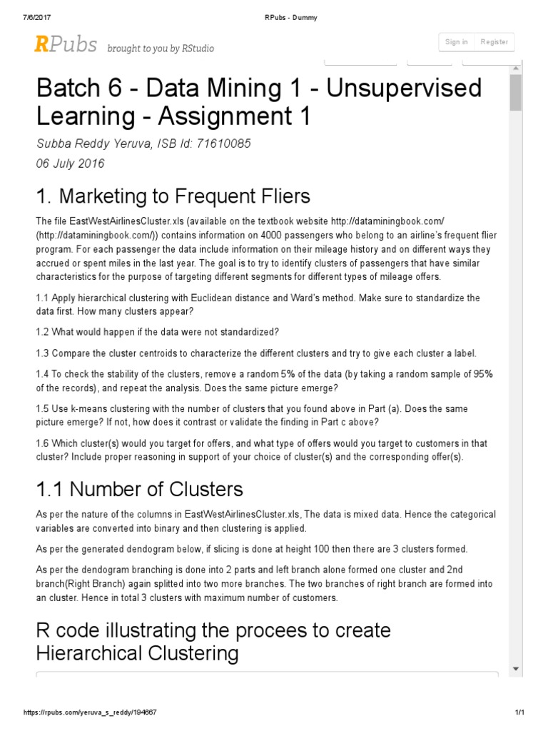Data Mining Assignment | PDF | Cluster Analysis | Frequent Flyer Program