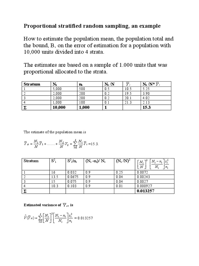 Proportional Stratified Random Sampling | PDF | Stratified Sampling ...