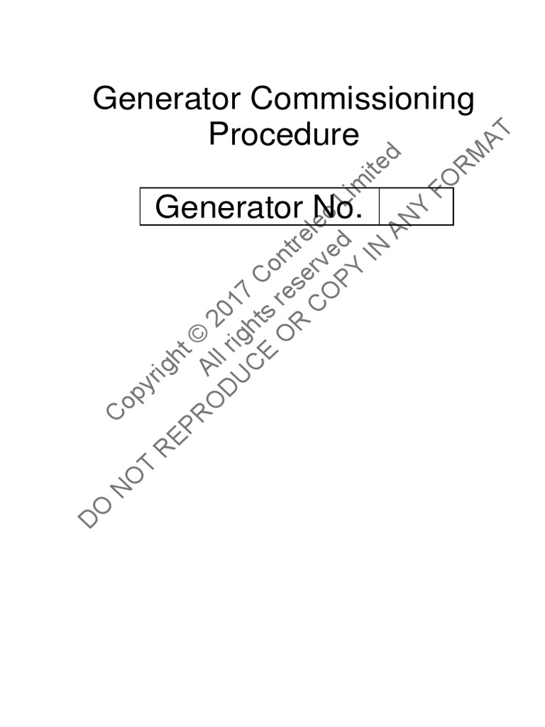 Generator Commissioning Procedure PDF | PDF | Electric Generator | Voltage