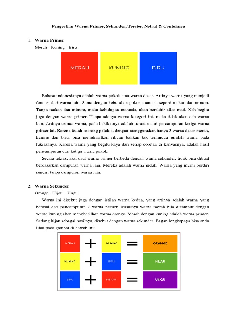 Pengertian dan Contoh Warna Primer | PDF