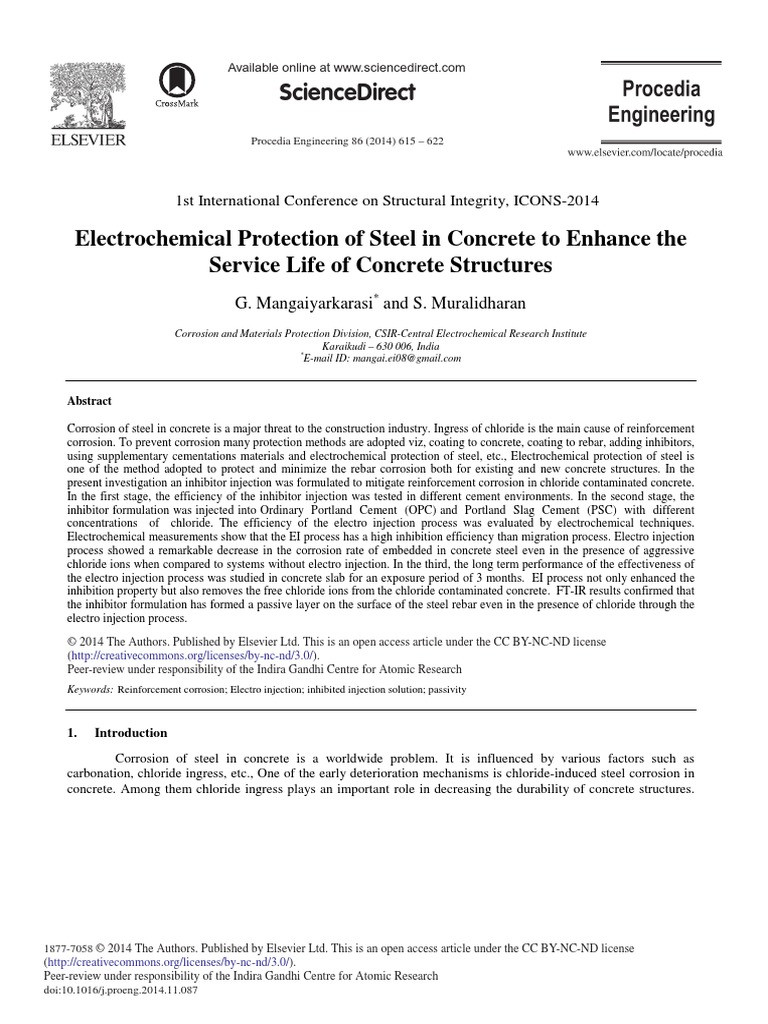 Electrochemical Protection of Steel in Concrete To Enhance The Service ...