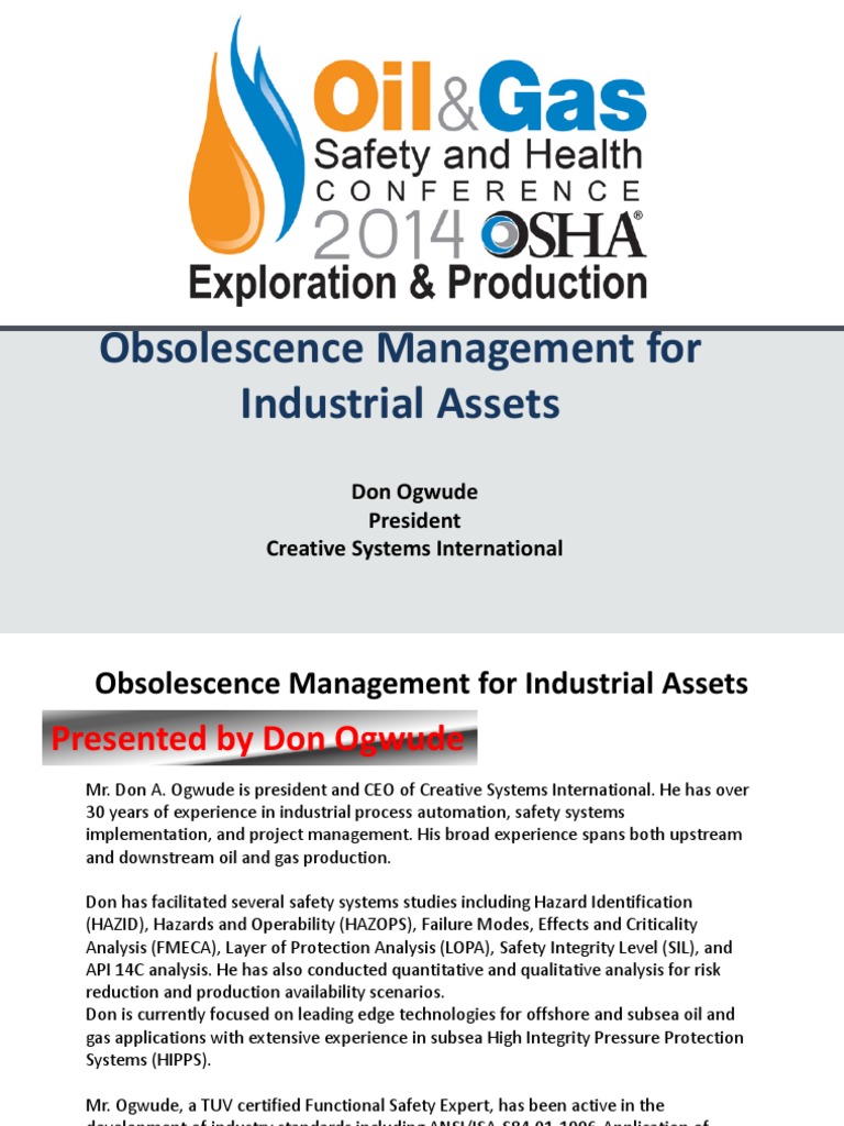 OEM - OSHA 2014 - Obsolescence Management For Industrial Assets | PDF ...
